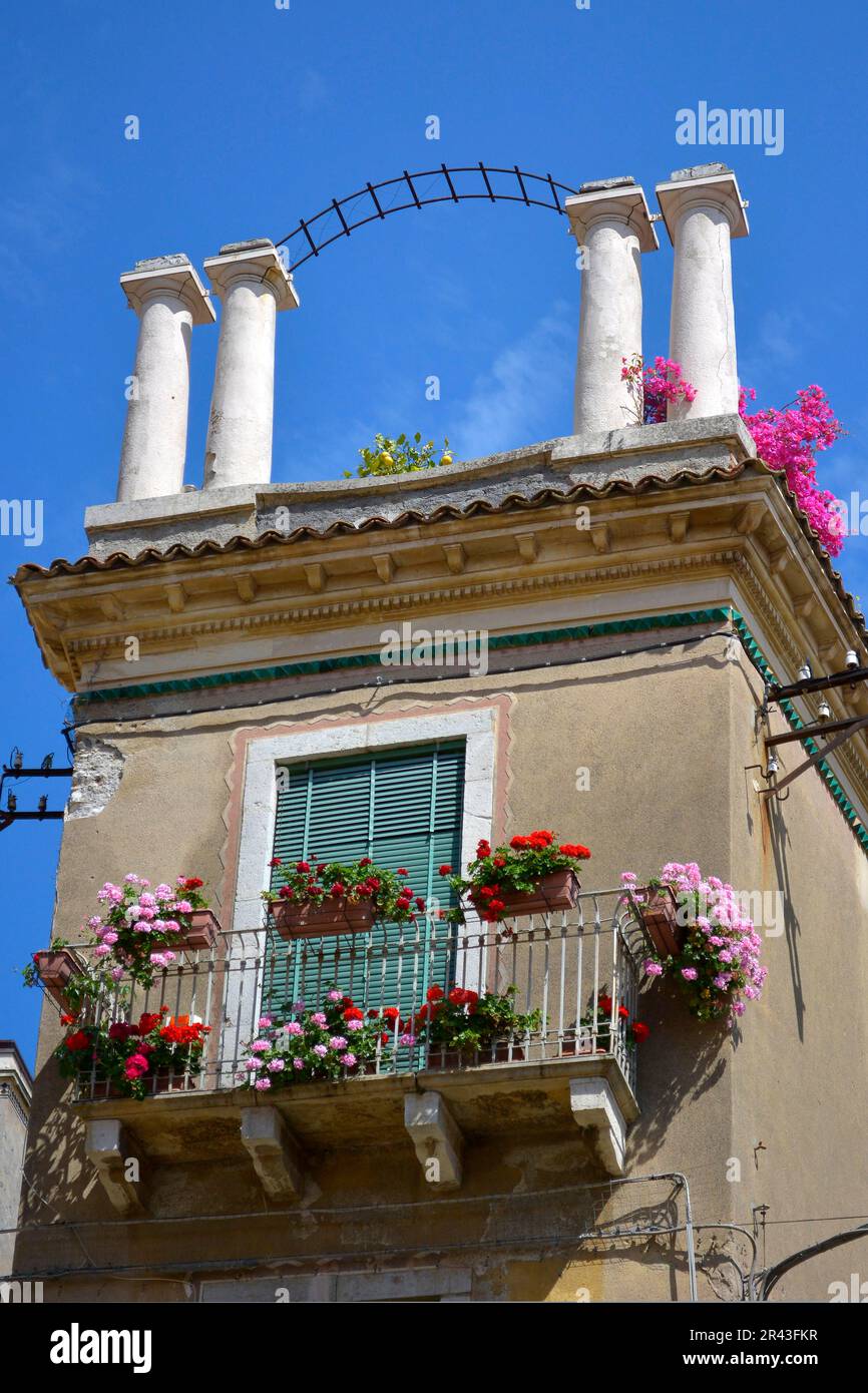Italy, Italia, Sicily, Taormina, city centre, residential building with ...
