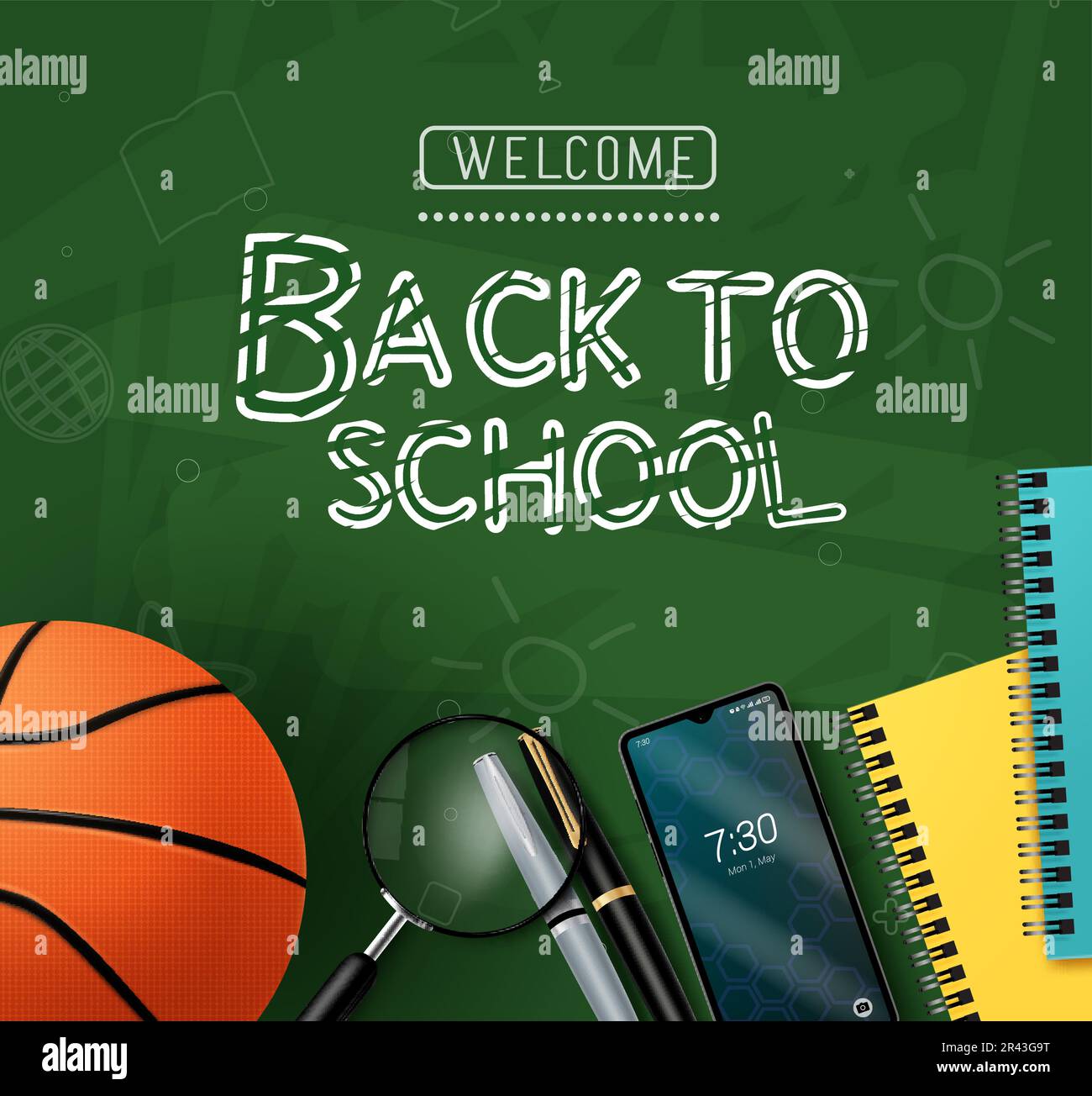 Back to school vector design. Back to school text in chalkboard space ...