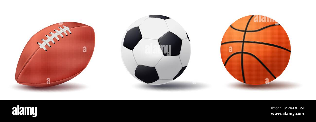 Ball set vector design. School basketball, baseball and football ...