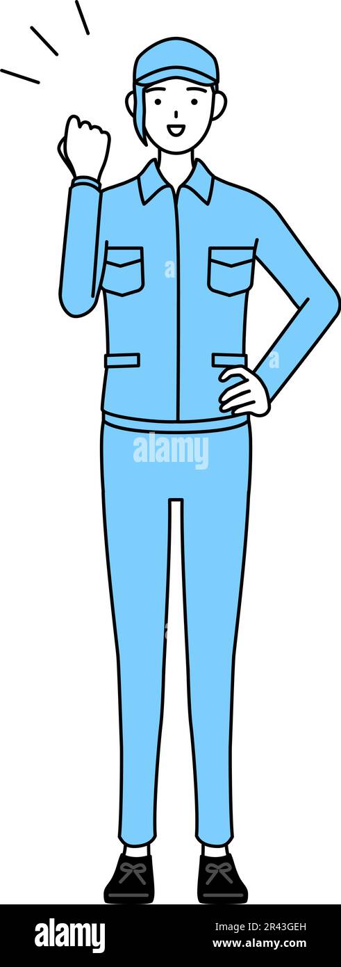 Woman in hat and work clothes posing with guts, Vector Illustration ...