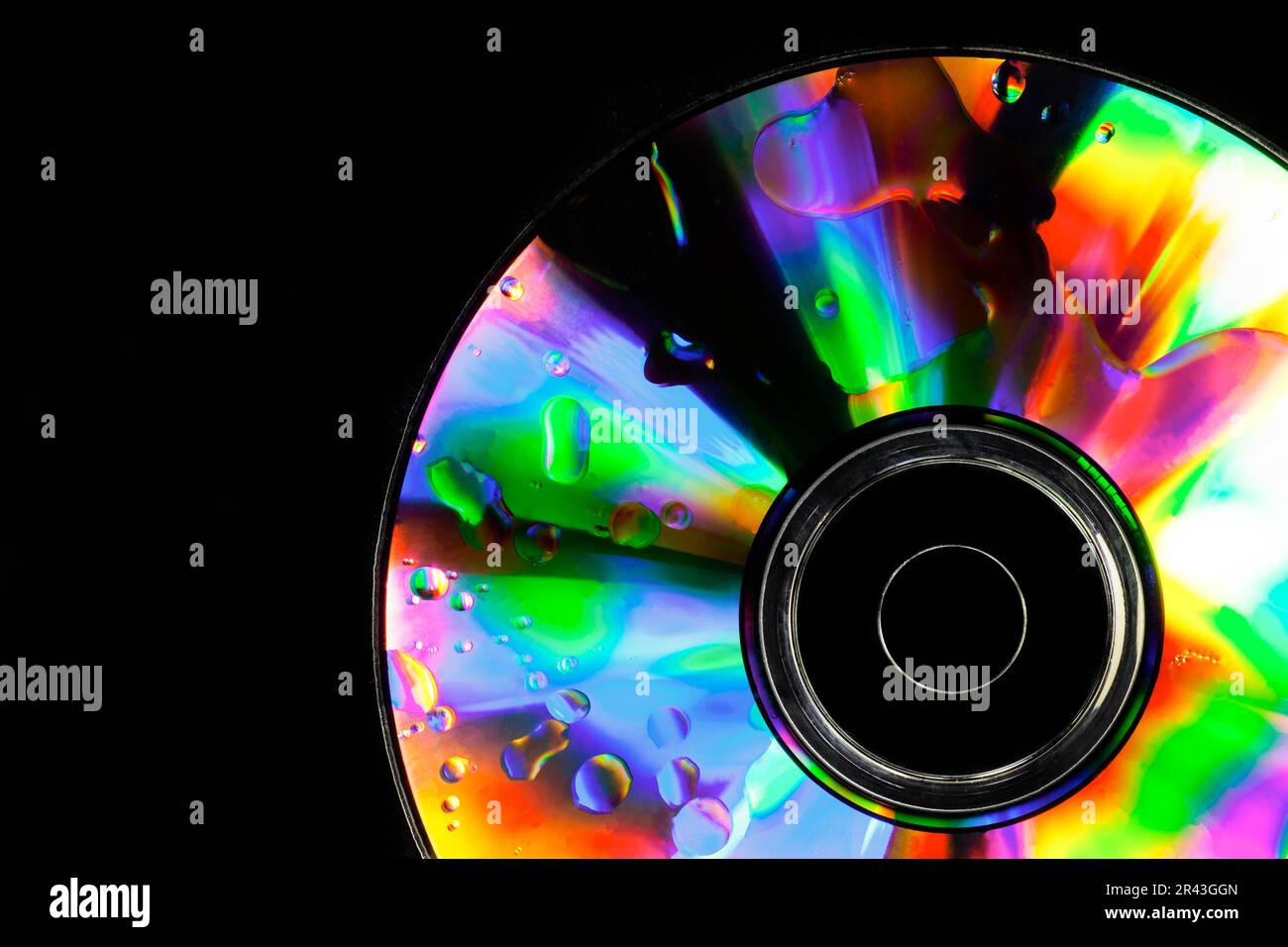 Satured colors for this CD with oil drops on the surface Stock Photo ...