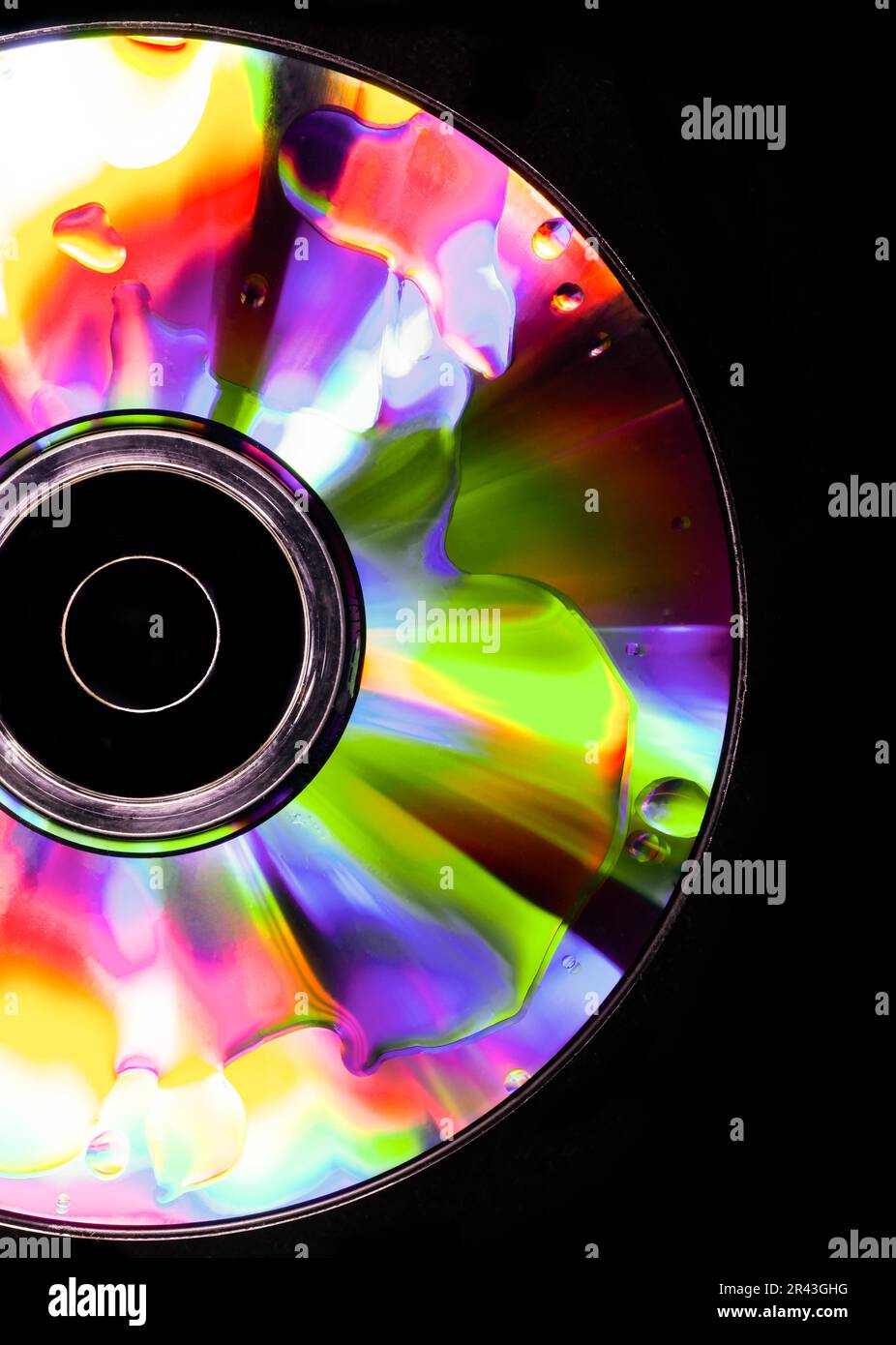 Satured colors for this CD with oil drops on the surface Stock Photo ...