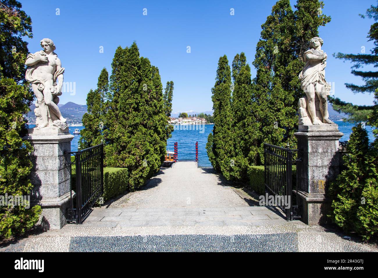 Luxury entrance to a small port in front of Isola Bella, Lago Maggiore ...
