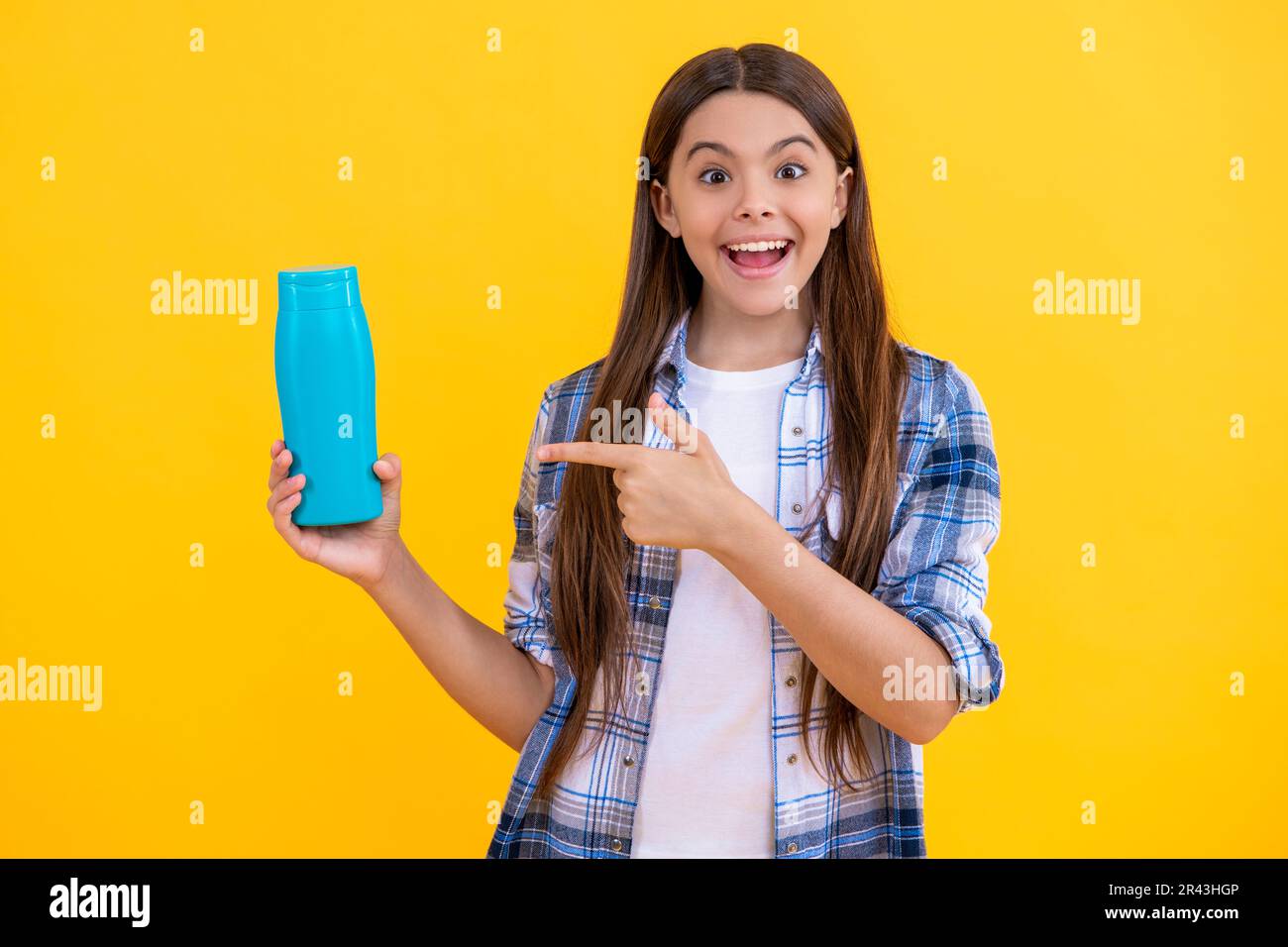 teen girl and beauty product cosmetics, pointing. teen girl holding ...