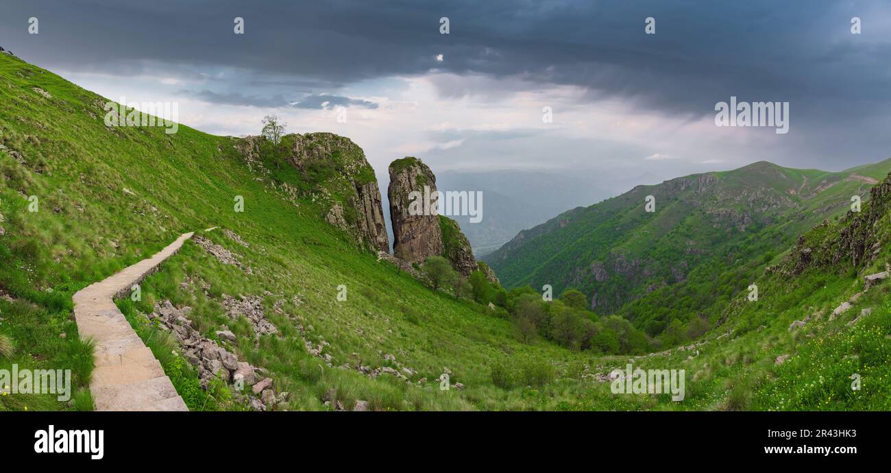 Panoramic view of the holy mountain Khacha Gaya in western Azerbaijan ...