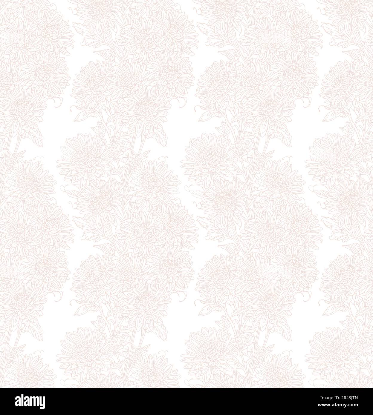 Chrysanthemums seamless pattern in misty rose color on white, hand ...