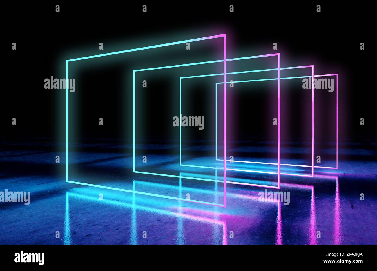 Neon lights in space rendering hi-res stock photography and images - Alamy