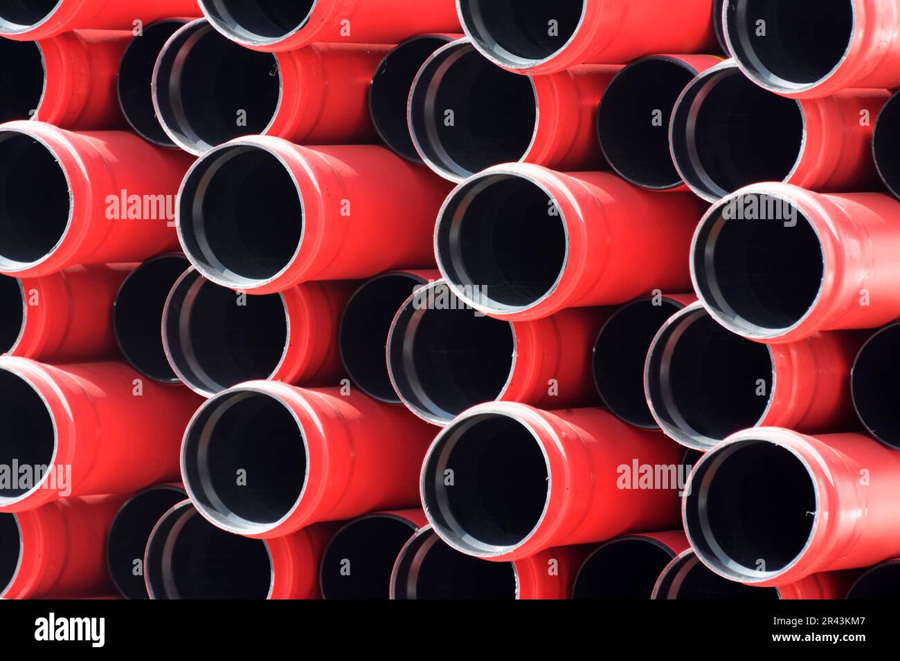 Sewerage construction material: stack of plastic pipes Stock Photo - Alamy