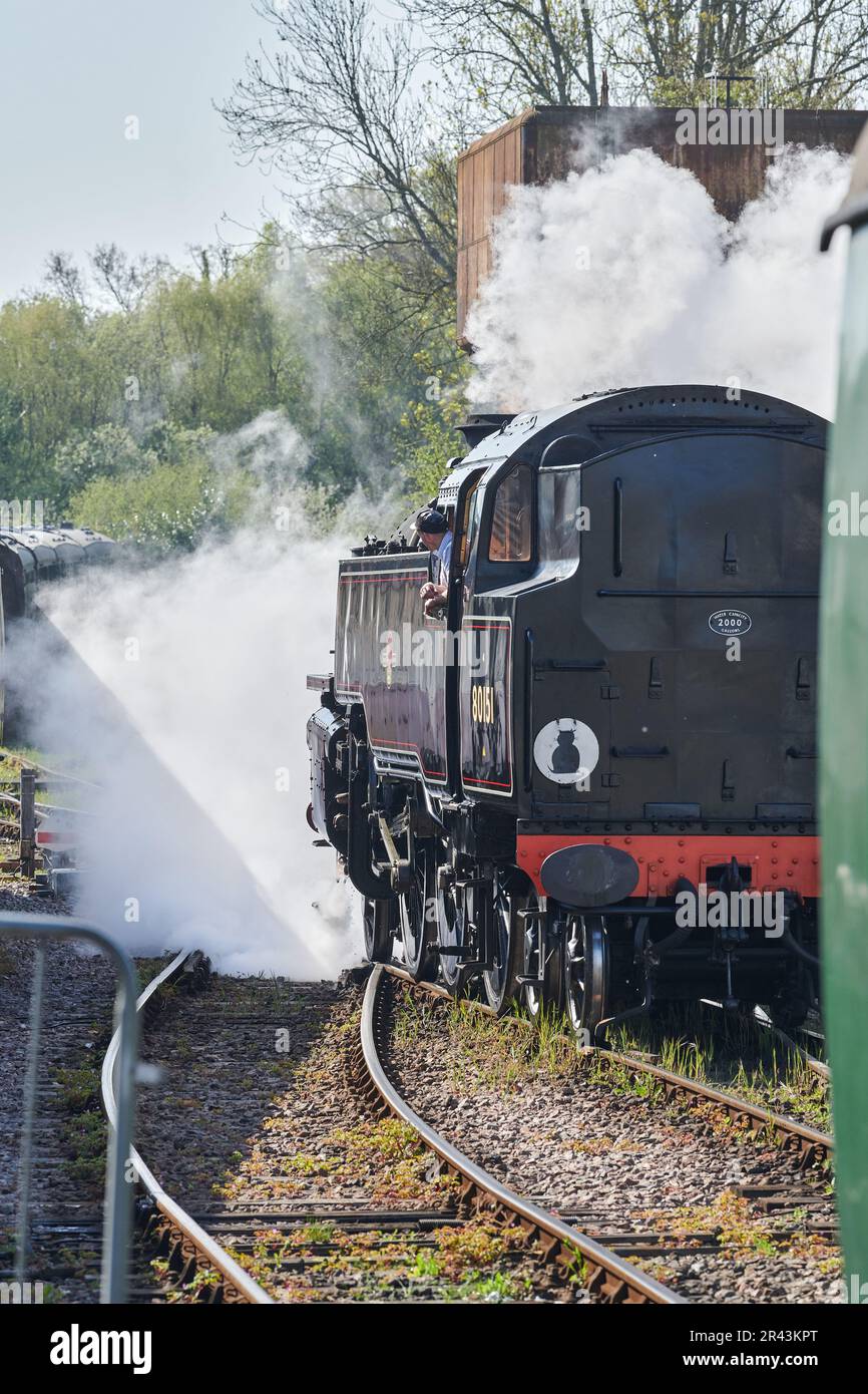 Locomotive engine of the Bluebell steam railway line at Sheffield Park ...