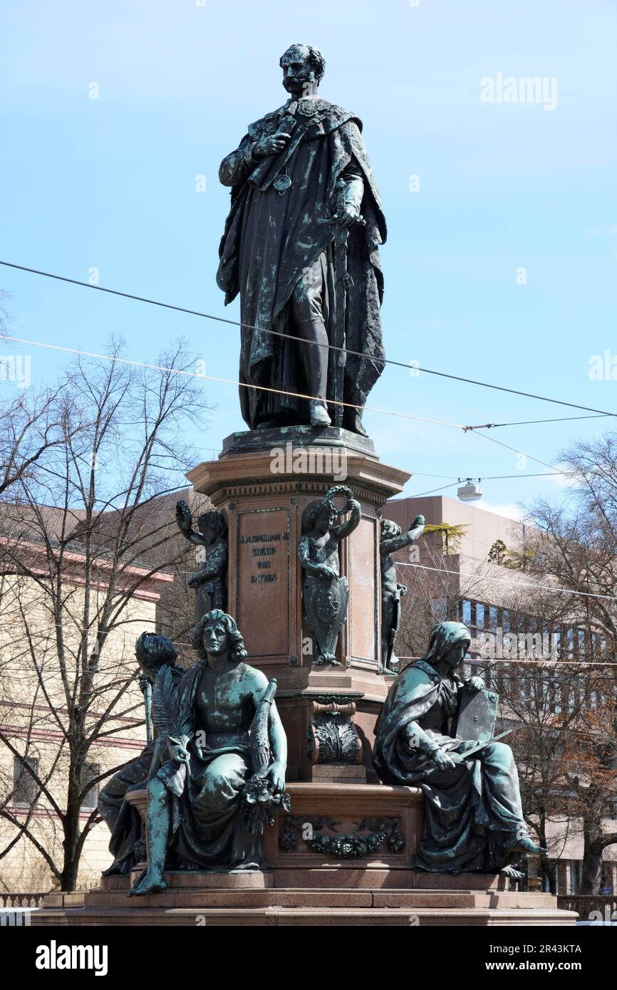Monument of King Max II in Munich, Maximilian street. The statue was ...