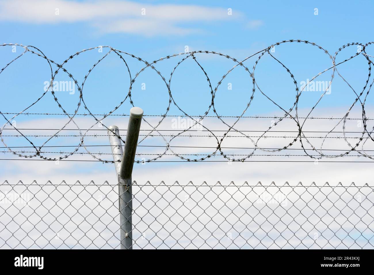 Security with a barbed wire fence Stock Photo - Alamy