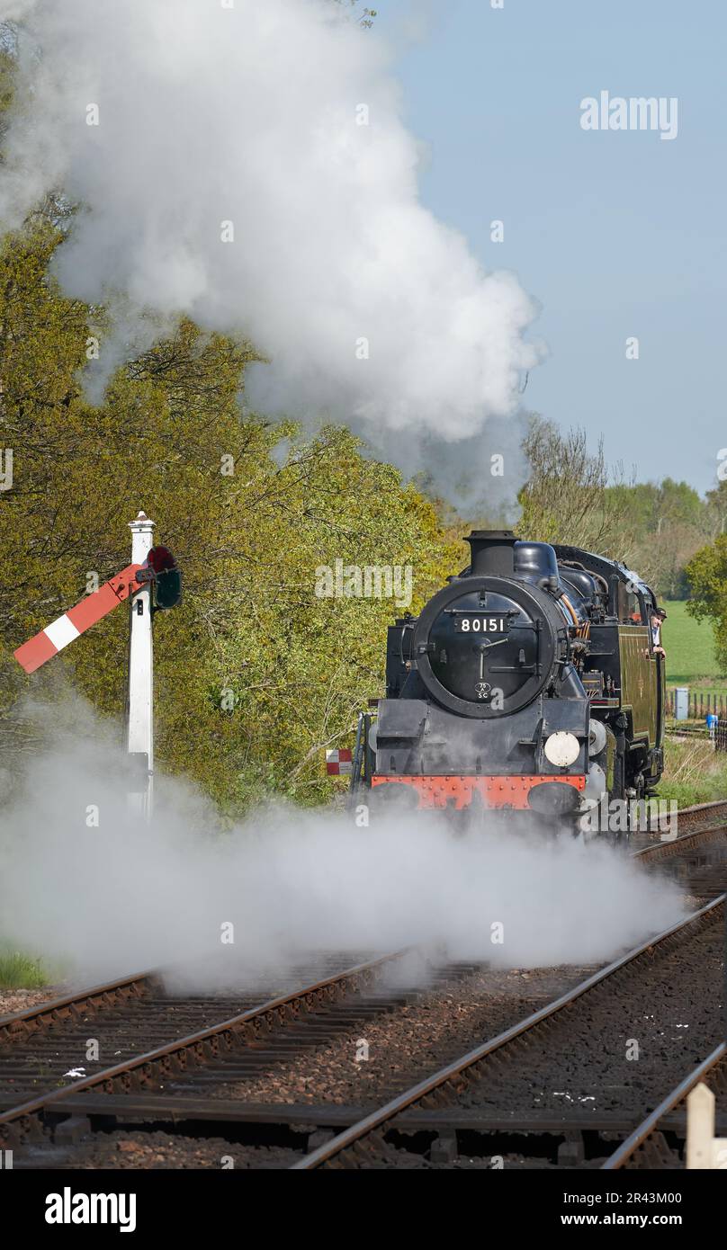 Locomotive engine of the Bluebell steam railway line at Sheffield Park ...