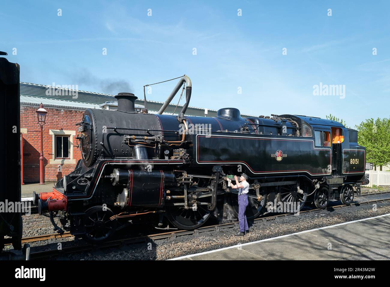 Locomotive engine of the Bluebell steam railway line at Sheffield Park ...