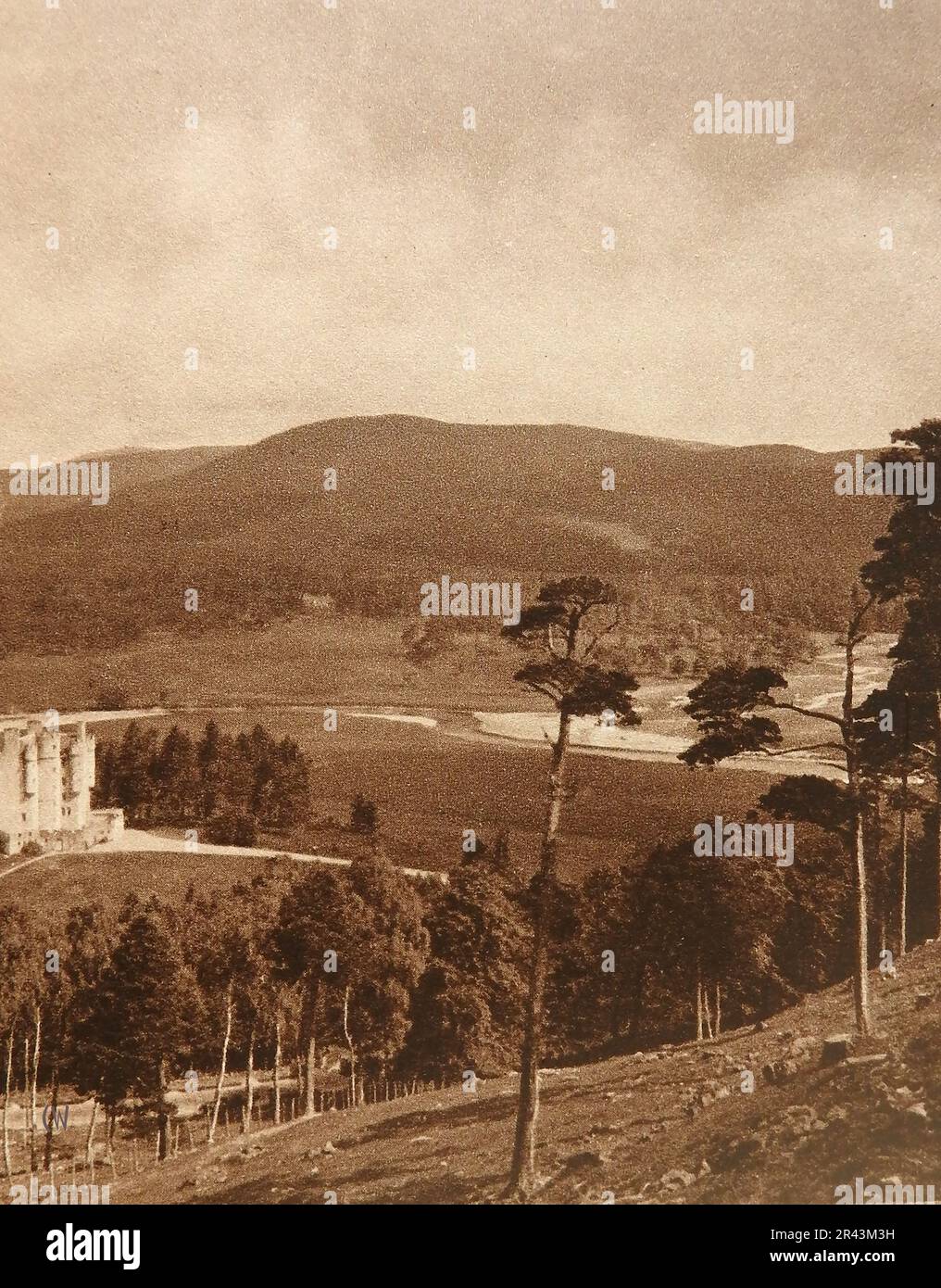 A 1939 old photograph of part of the Balmoral estate Scotland Stock ...