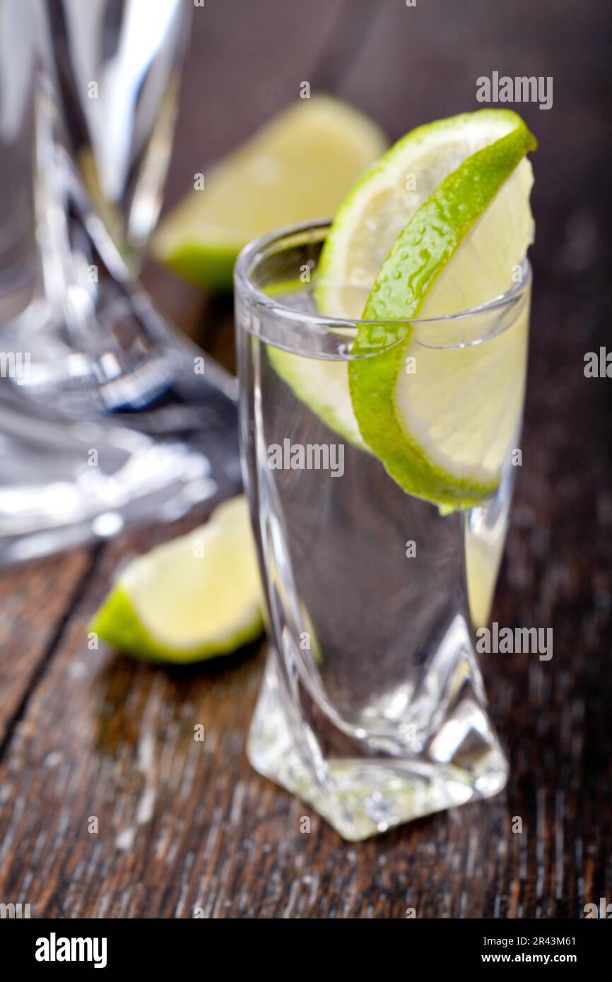 shot glass filled with vodka Stock Photo - Alamy