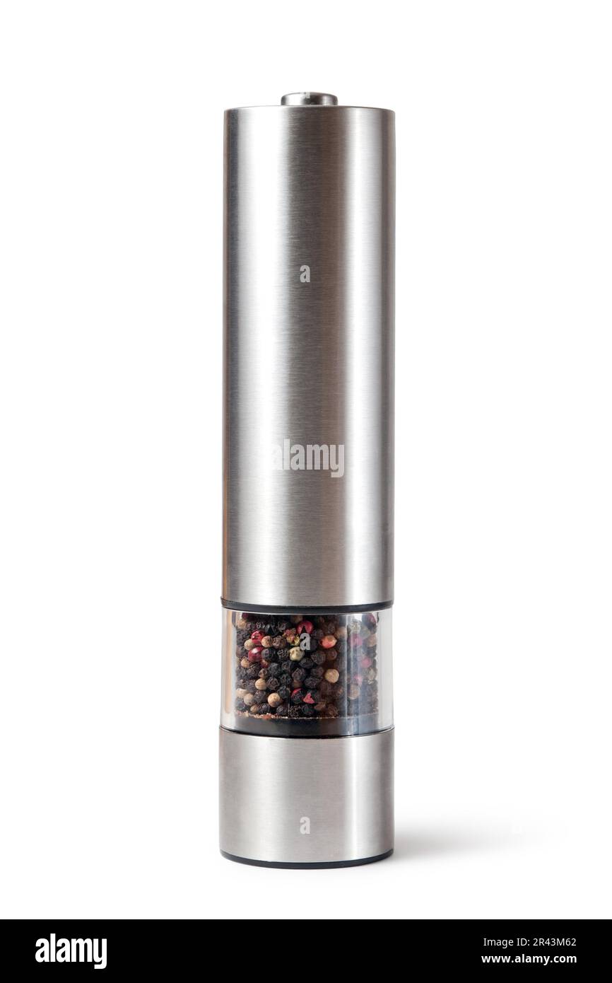 Colored Peppers Mix and pepper grinder on white background Stock Photo ...