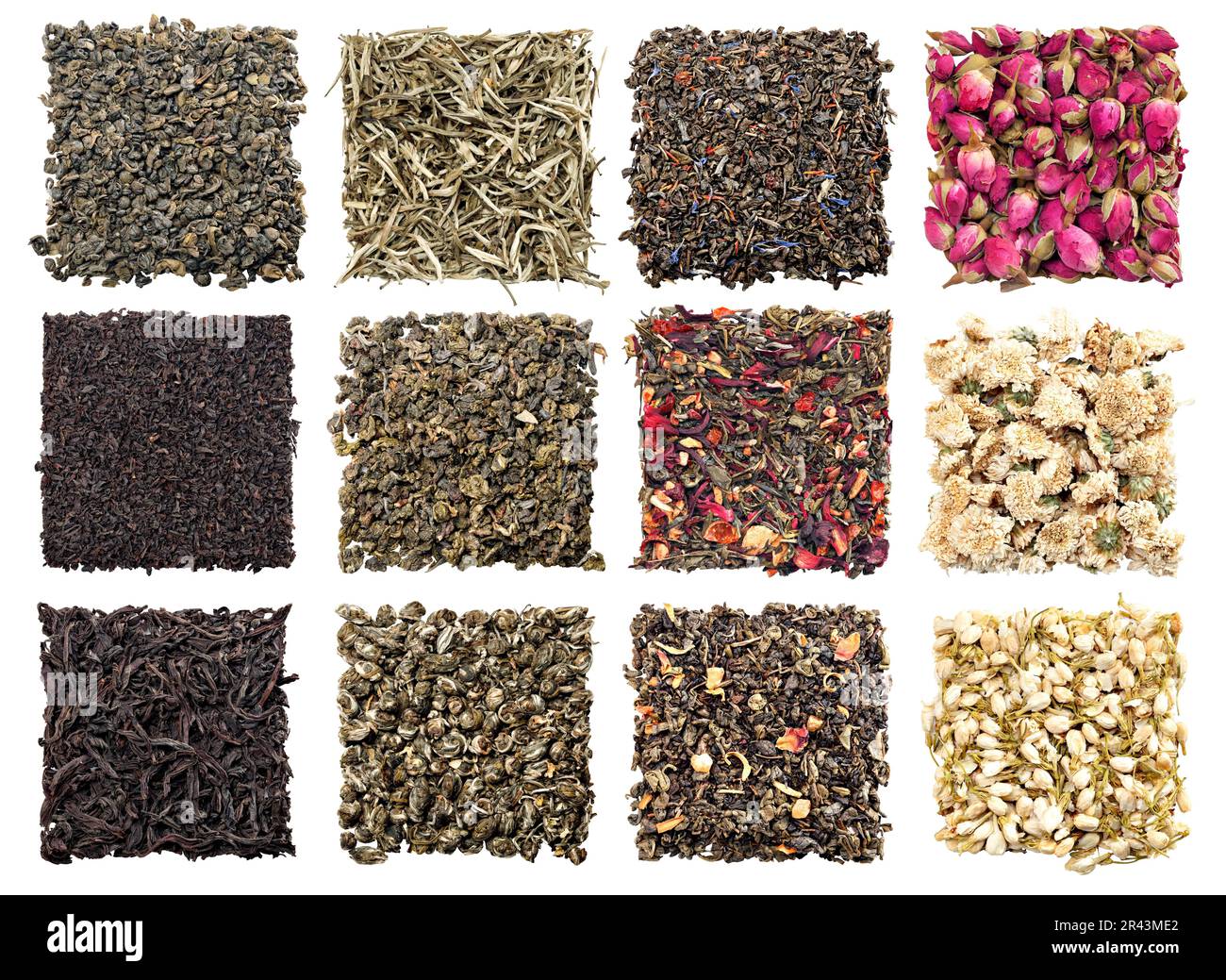 assortment of dry tea on white background Stock Photo - Alamy