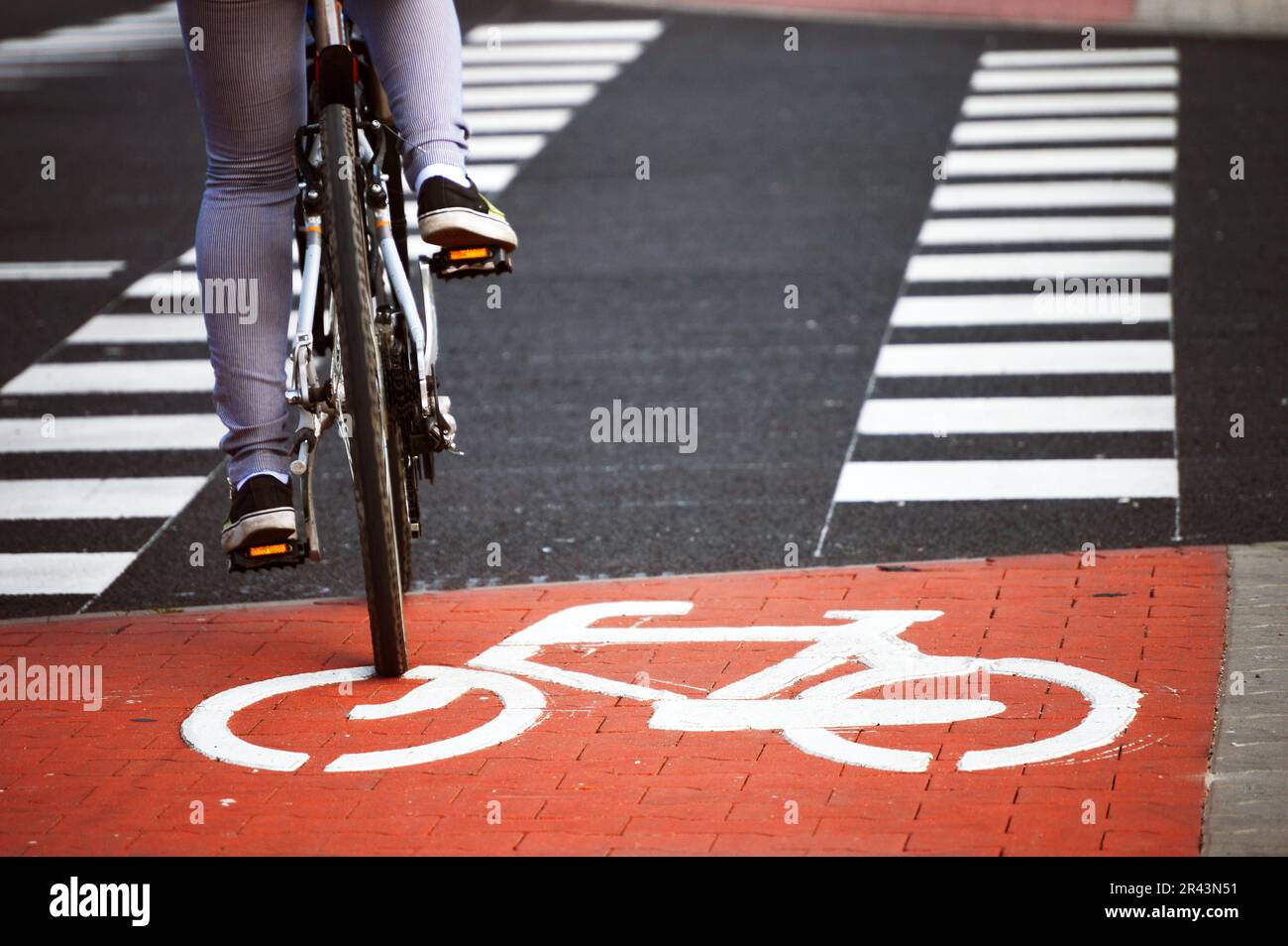 Bicycle road sign and bike rider Stock Photo - Alamy