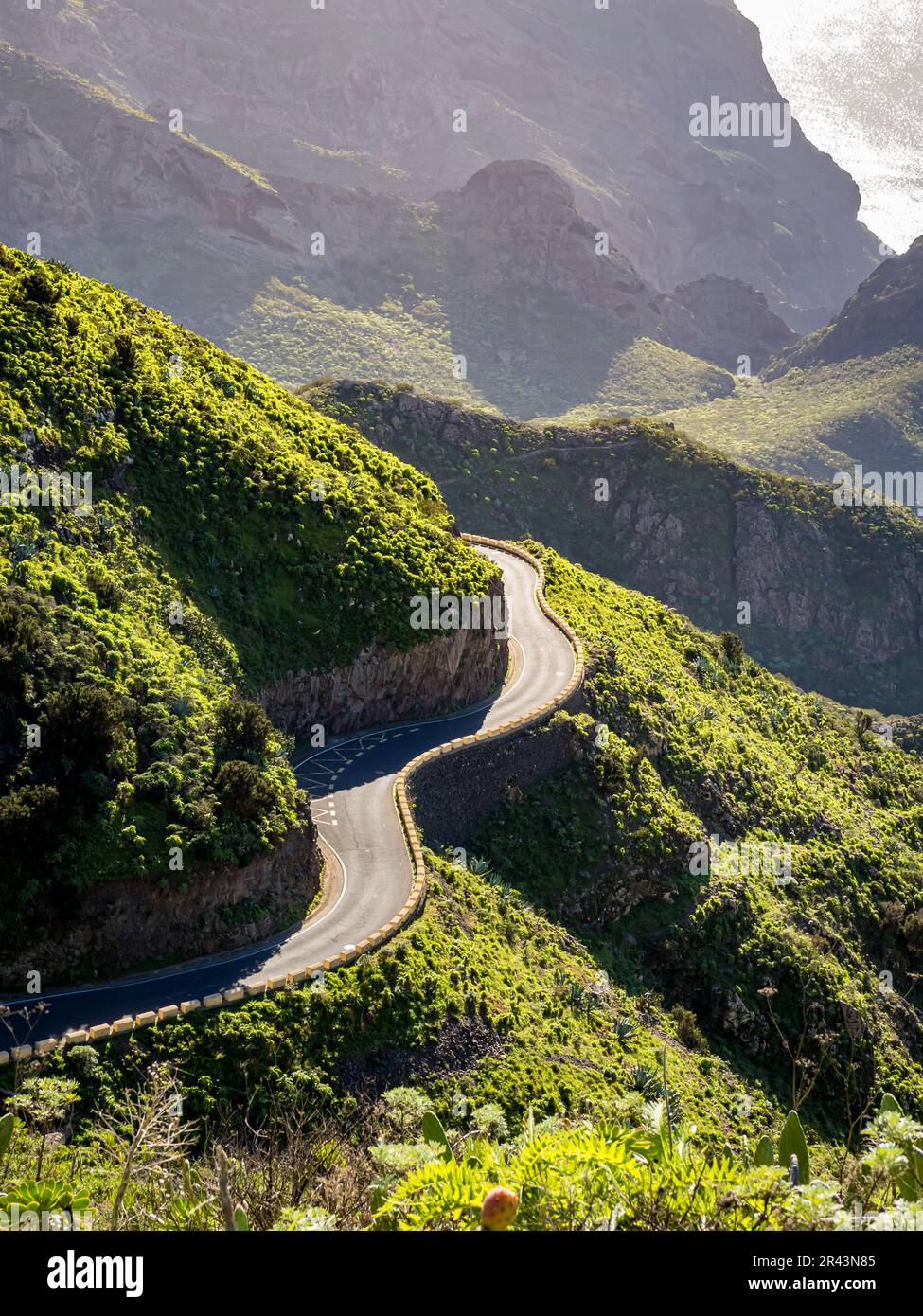 Winding Teno mountain road TF-436, where every curve offers scenic views of breathtaking ...