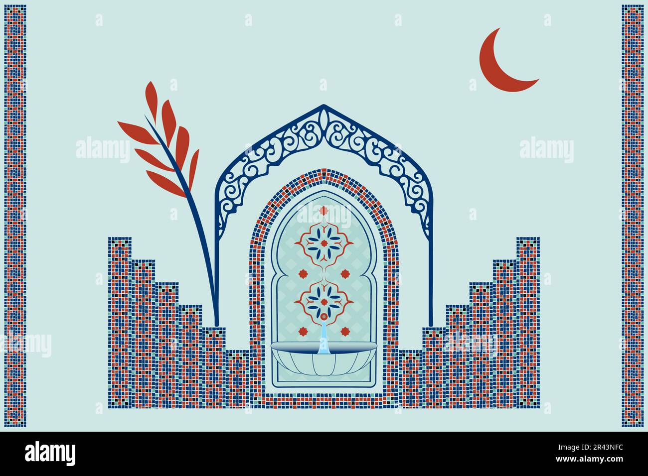 Moroccan scene, house, door, window and traditional mosaic pattern ...