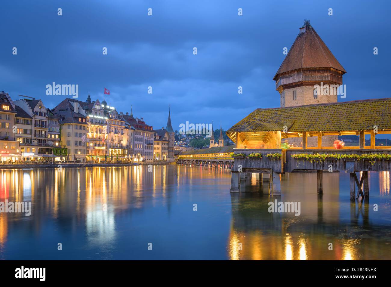 Capturing the Serenity of Luzern's Kapellbrucke, Switzerland Stock ...