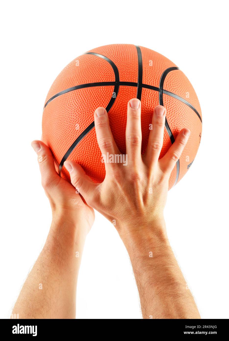 Hands and basketball isolated on white background Stock Photo - Alamy