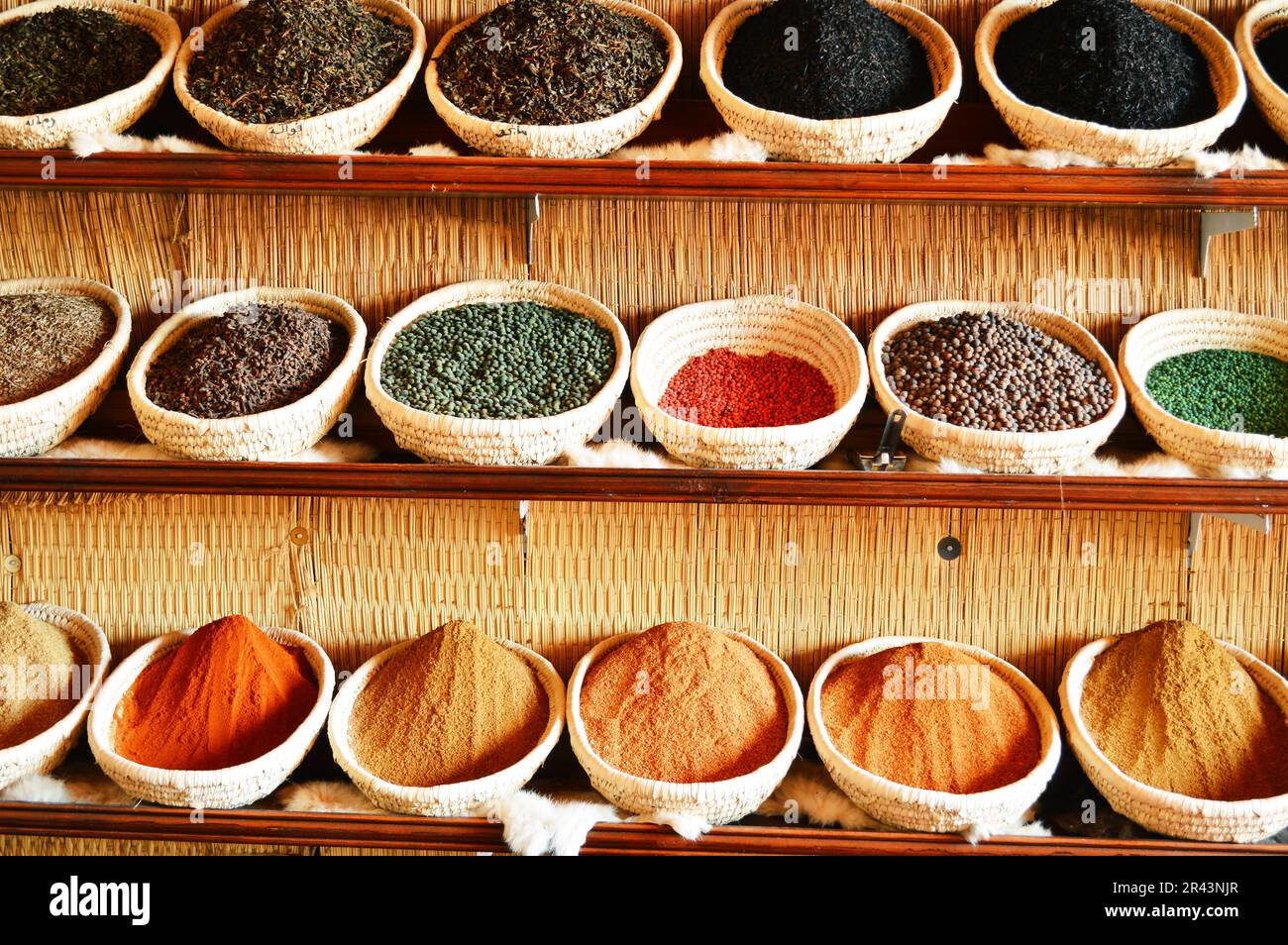 Spices in Arabic store including turmeric and curry powder Stock Photo ...