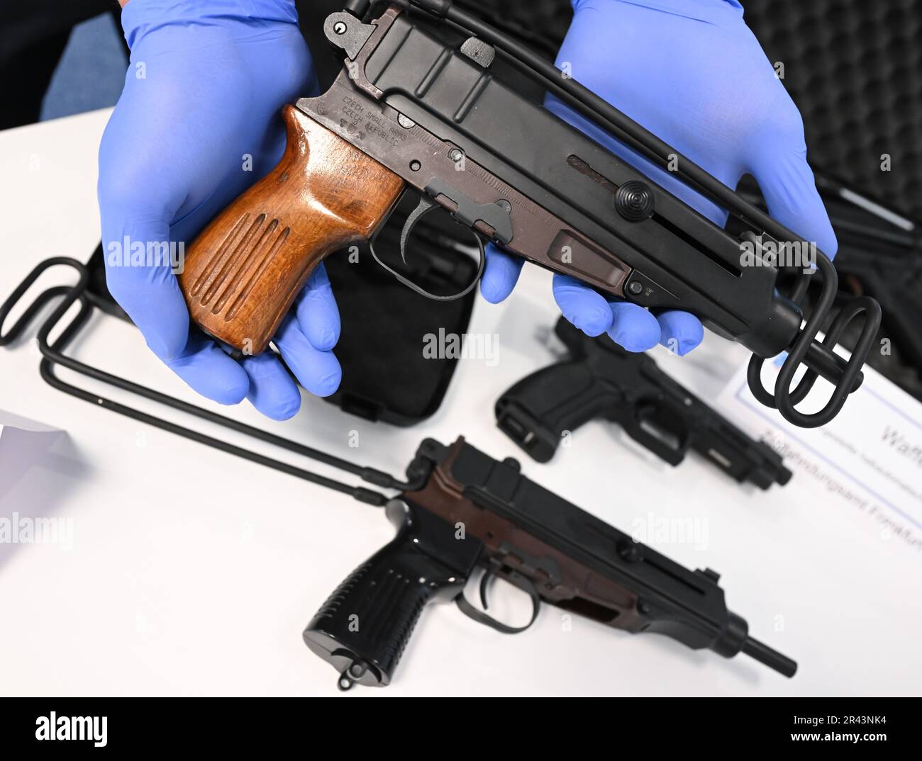 Frankfurt, Germany. May 26, 2023. A Czech-made Scorpion submachine gun ...