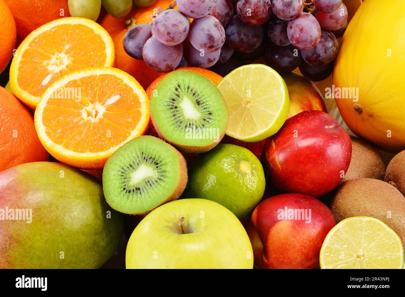 Composition with variety of fruits Stock Photo - Alamy