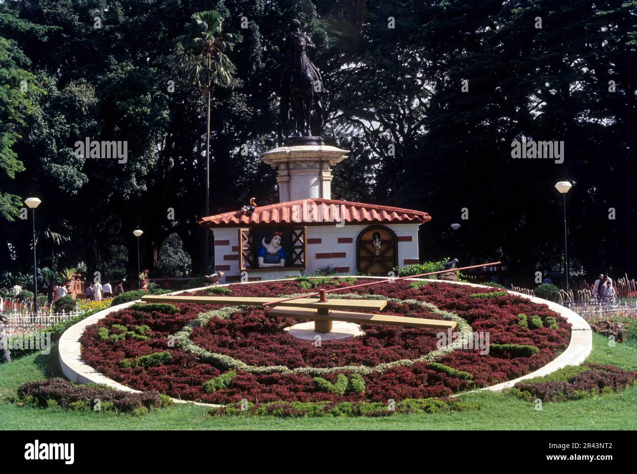 The floral clock in Lal Bagh garden in Bengaluru or Bangalore ...