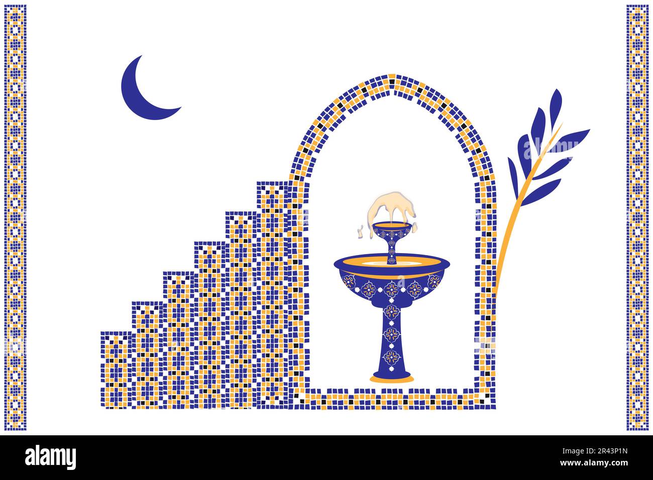 Moroccan scene, house, door, window and traditional mosaic pattern ...