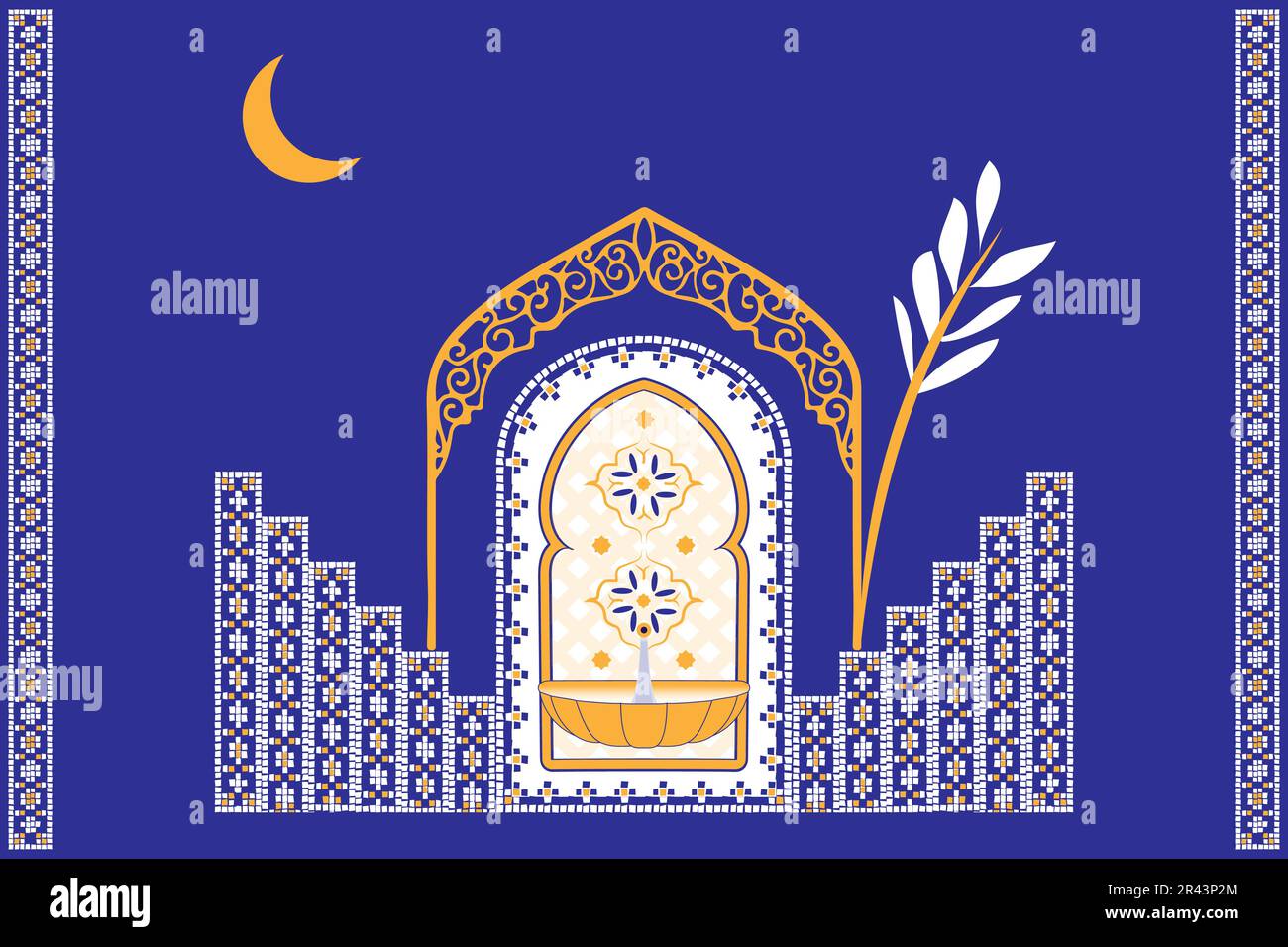 Moroccan scene, house, door, window and traditional mosaic pattern ...