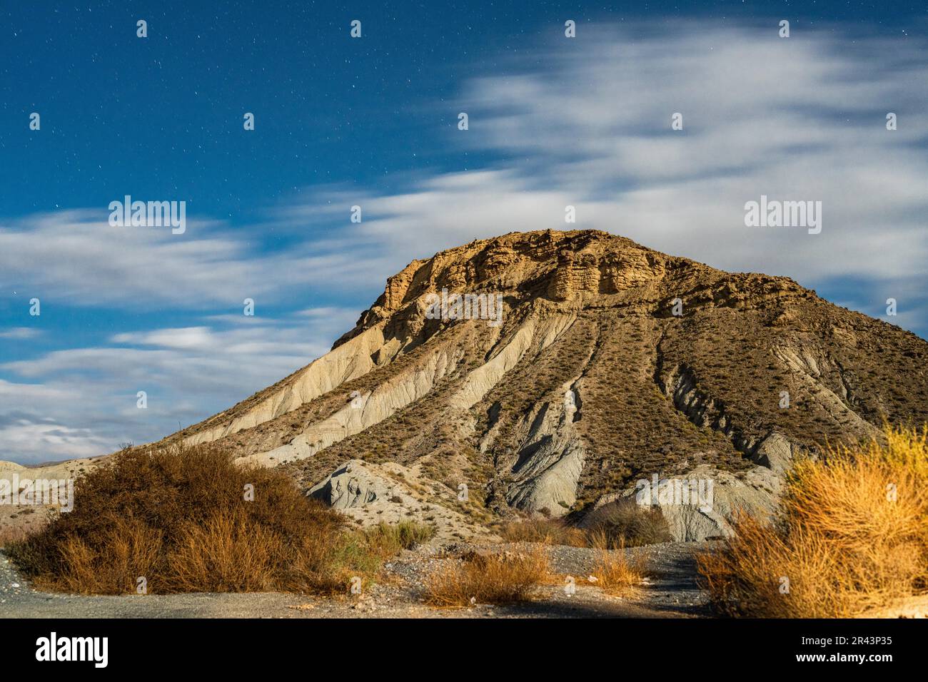 Tabernas Desert at night, Tabernas, Spain Stock Photo - Alamy