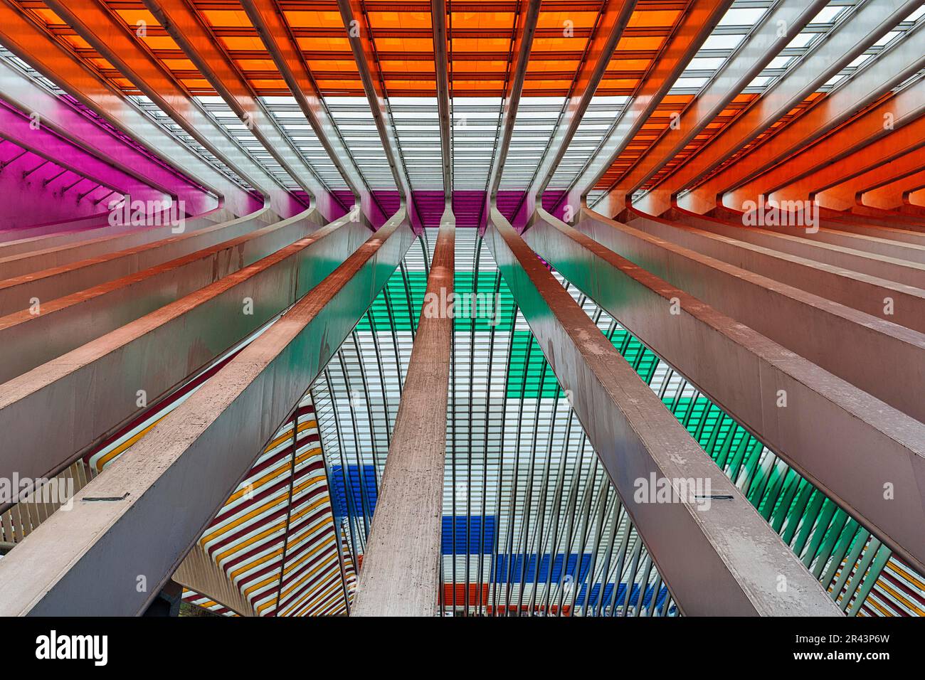 Colourful roof construction, detail in railway station, artist Daniel ...