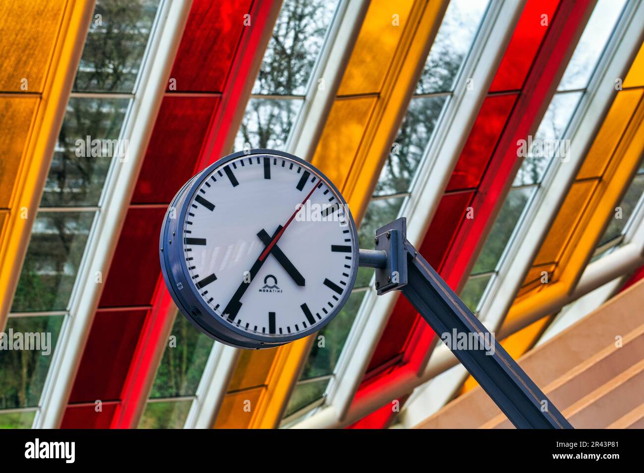 Station clock, colourful roof construction, detail in station, artist ...