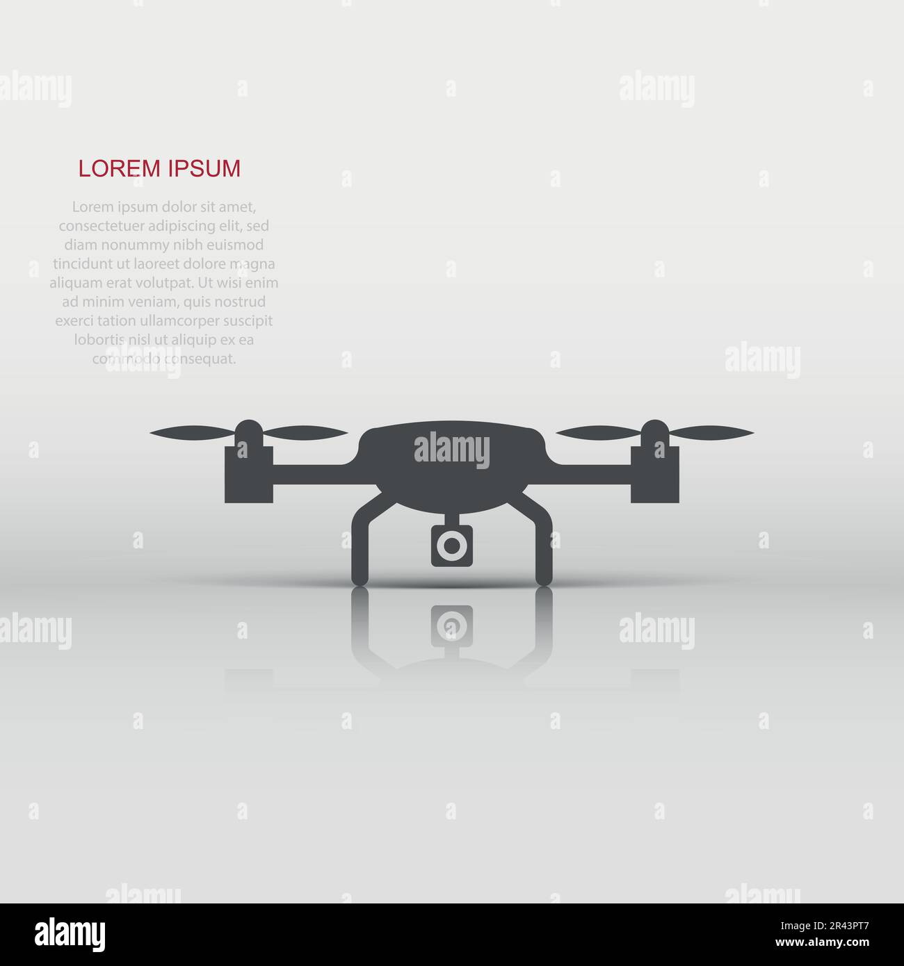 Drone quadrocopter icon in flat style. Quadcopter camera vector illustration on white isolated ...