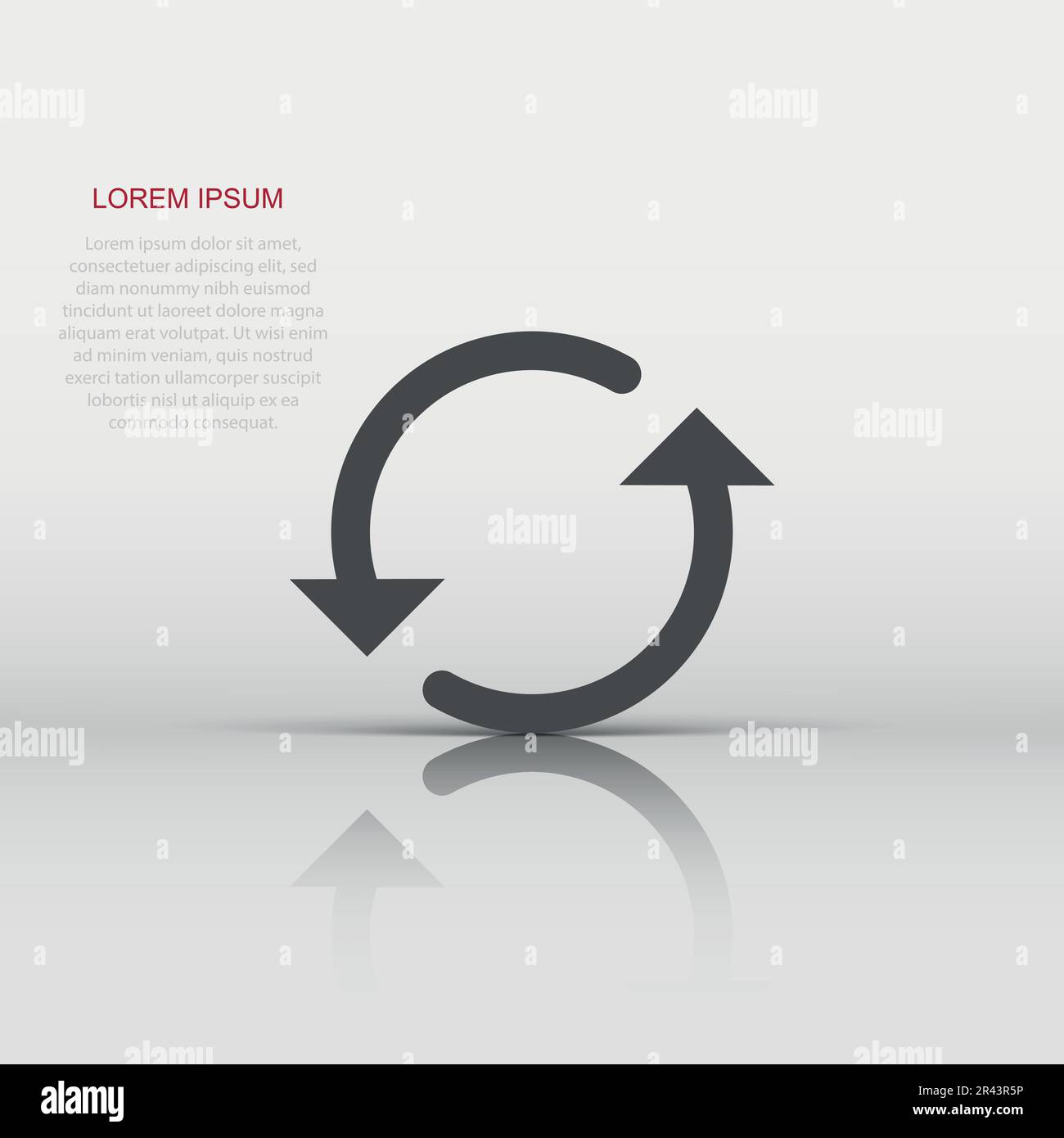 Arrow rotation icon in flat style. Sync action vector illustration on white isolated background ...