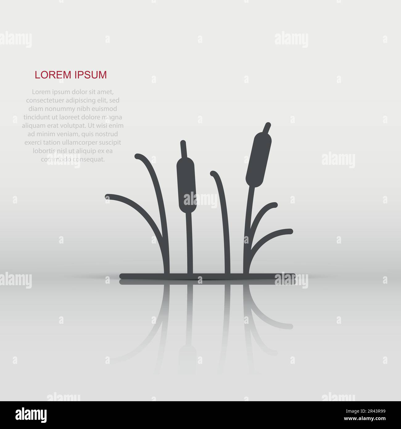 Reeds grass icon in flat style. Bulrush swamp vector illustration on ...