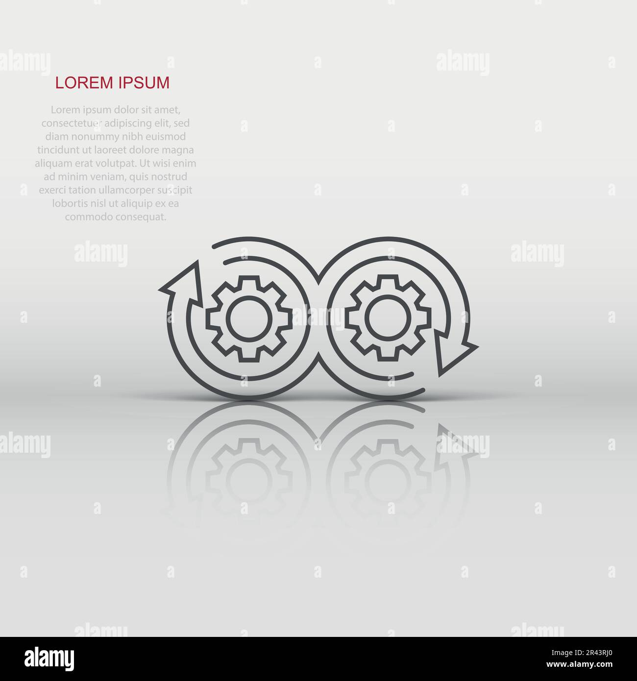Development icon in flat style. Devops vector illustration on white isolated background. Cog ...