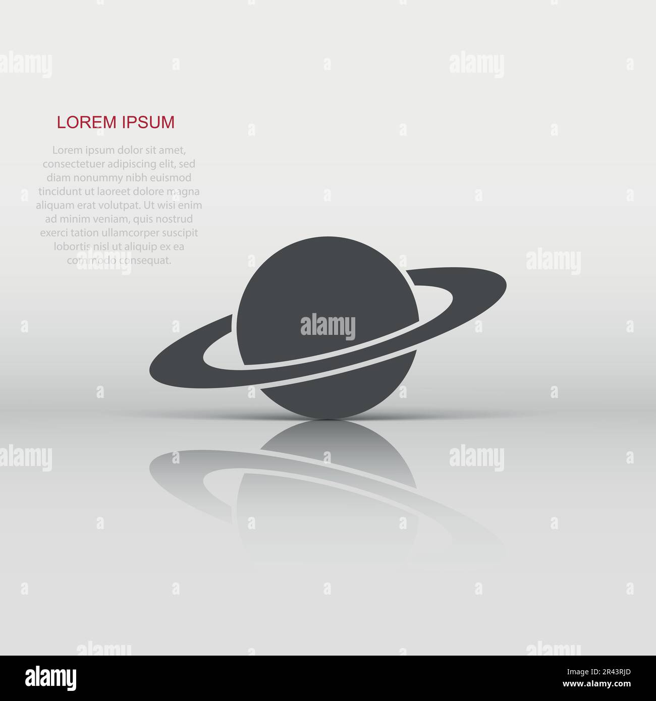 Saturn icon in flat style. Planet vector illustration on white isolated ...