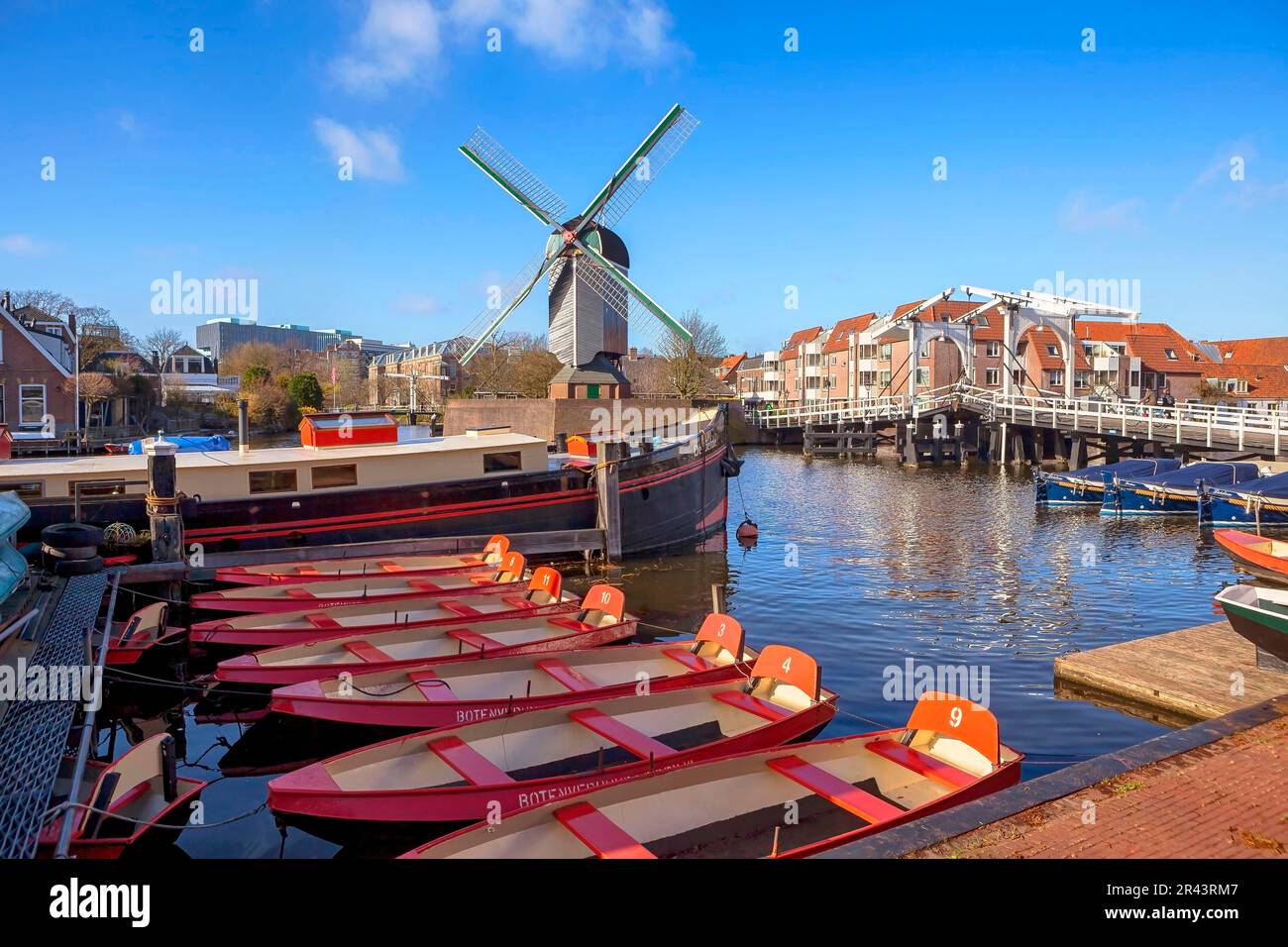 Galgewater, Windmill De Put, Rembrandt Bridge, Leiden, South Holland ...