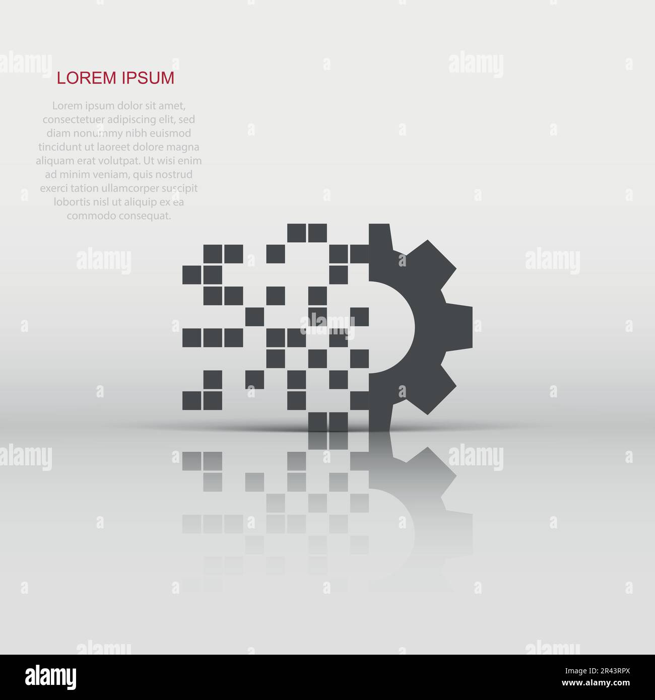 Digital gear icon in flat style. Cog vector illustration on white ...