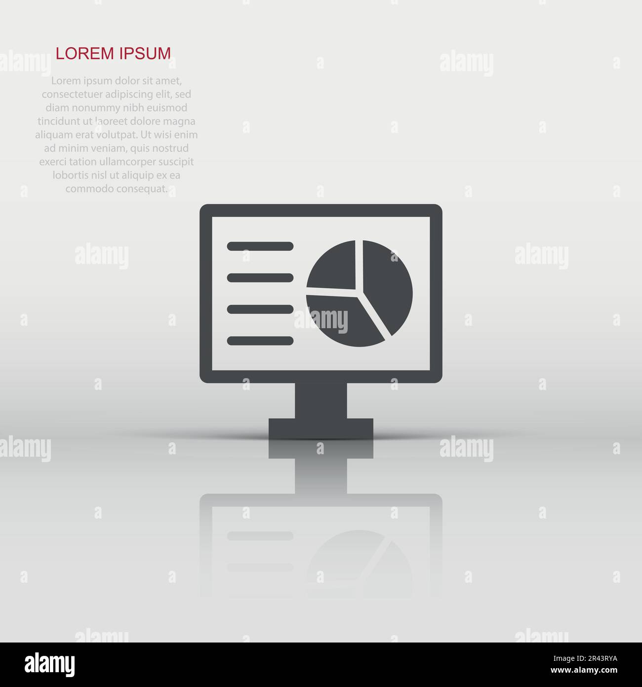 Analytic monitor icon in flat style. Diagram vector illustration on ...