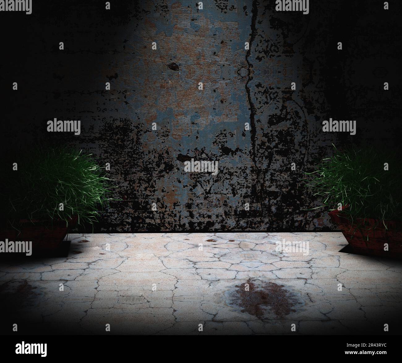 Empty dark room architecture.Industrial grunge design interior. Floor ...