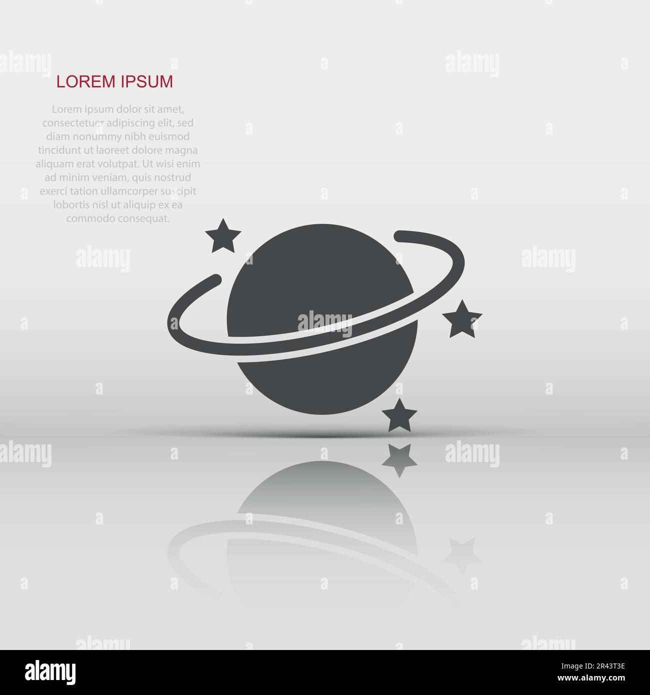 Saturn icon in flat style. Planet vector illustration on white isolated ...