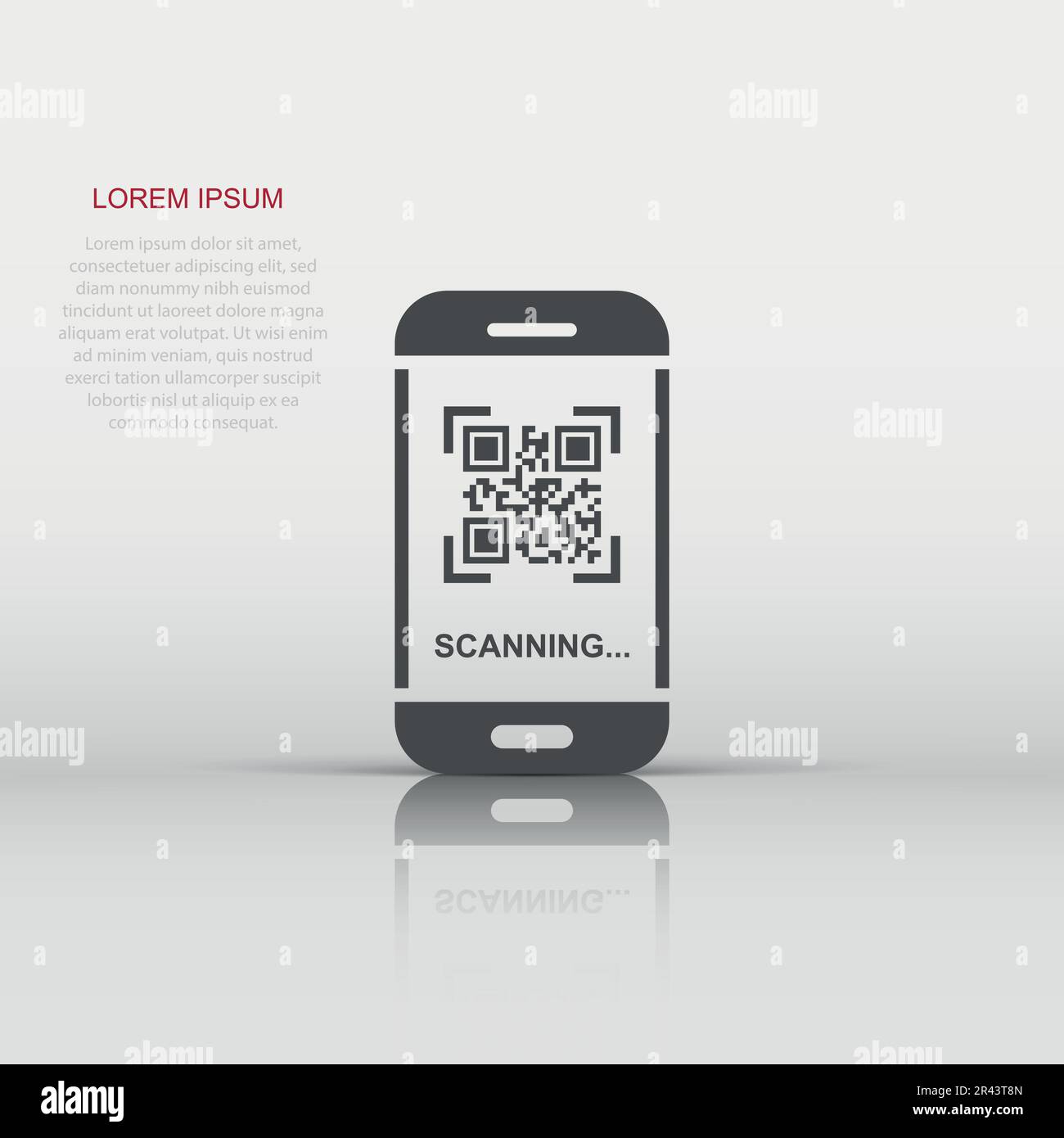 Qr code scan phone icon in flat style. Scanner in smartphone vector ...