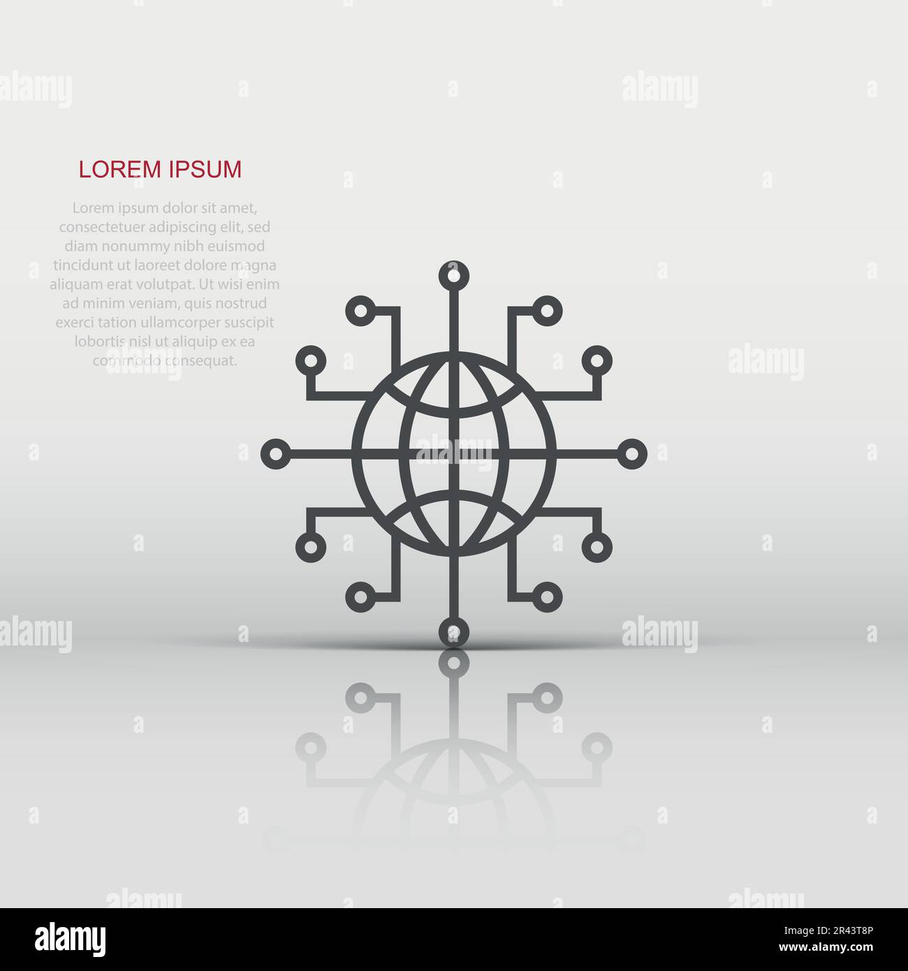 Global network icon in flat style. Cyber world vector illustration on ...