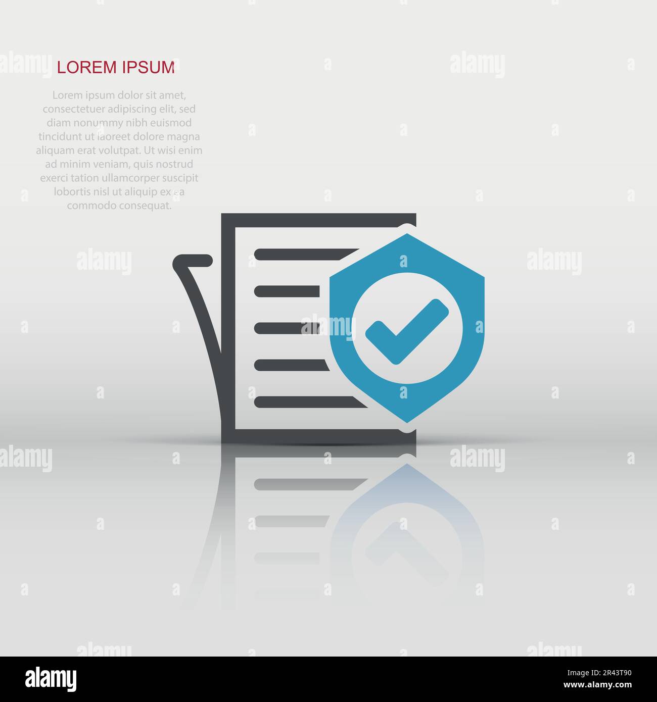 Insurance policy icon in flat style. Report vector illustration on ...