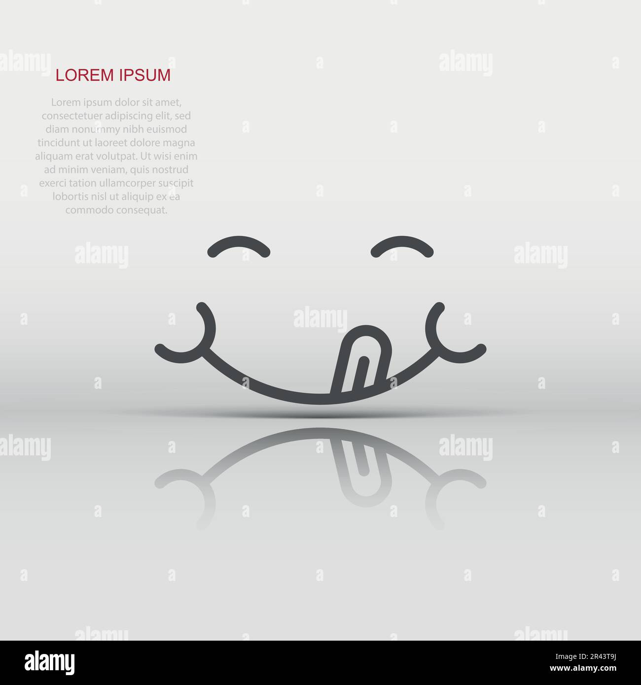 Smile face icon in flat style. Tongue emoticon vector illustration on ...