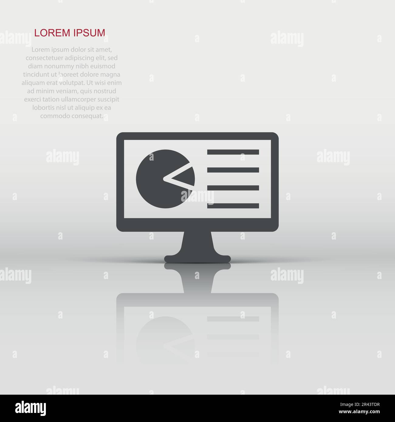 Analytic monitor icon in flat style. Diagram vector illustration on ...